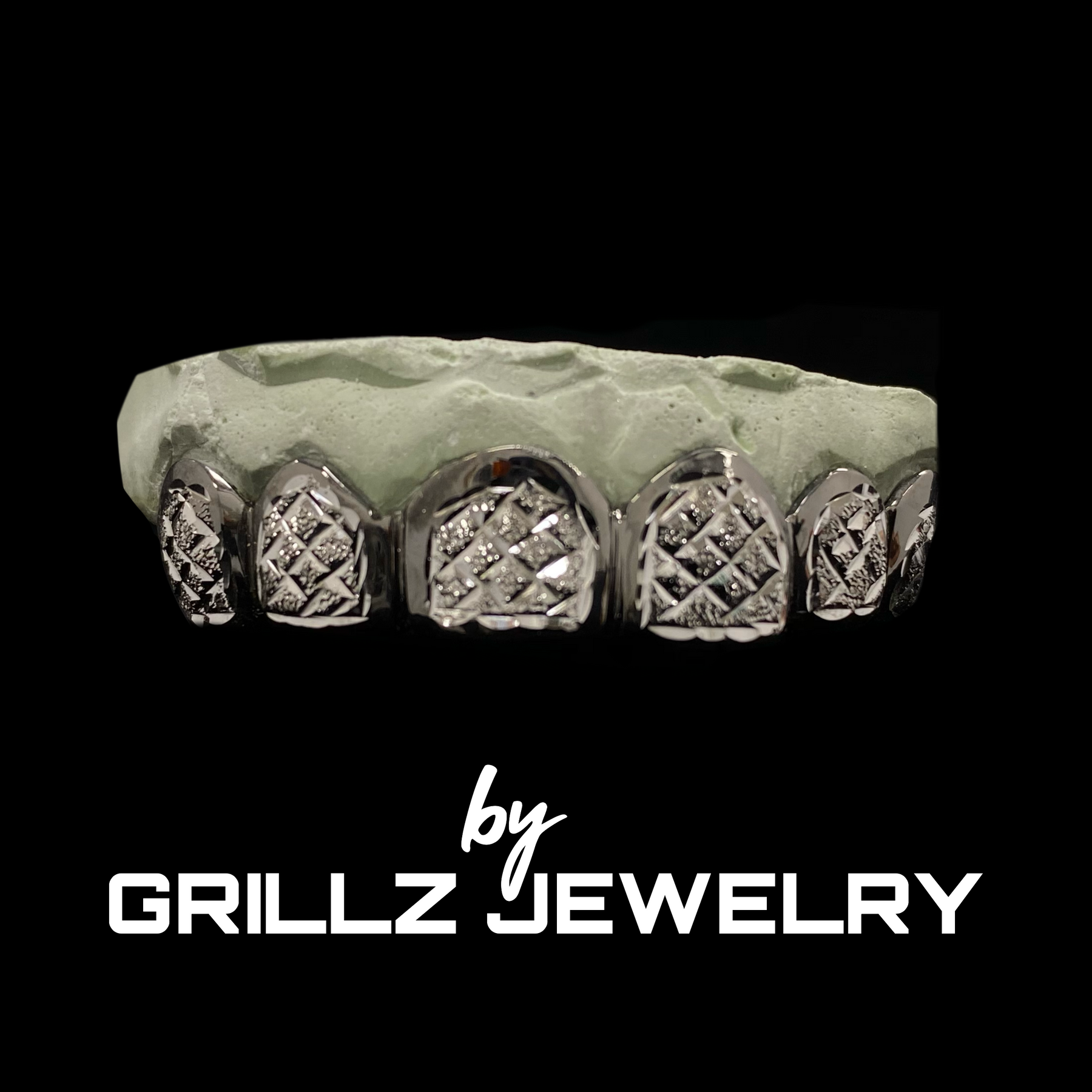 Grillz | Grillz shiny solid black frames with diamond dust and cuts ...